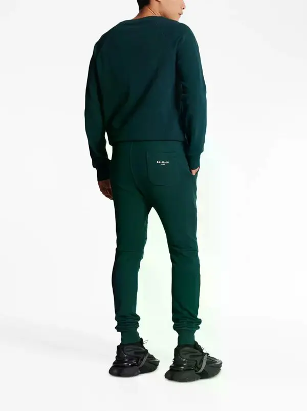 Balmain Ribbed-detail Drawstring Track Pants - Green