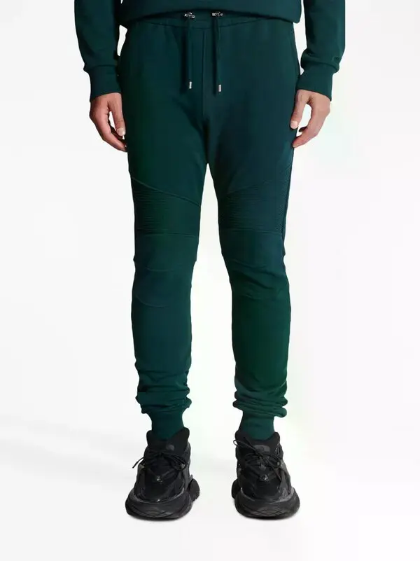 Balmain Ribbed-detail Drawstring Track Pants - Green