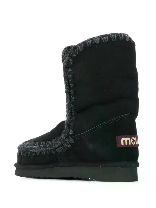 Mou Woven Detail Boots - Black