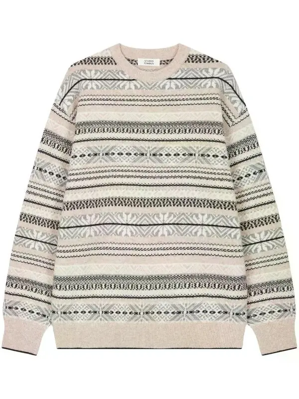 STUDIO TOMBOY Patterned Crew Neck Sweater