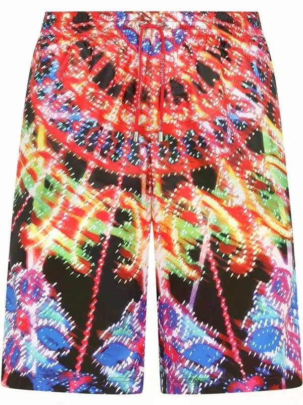 Dolce & Gabbana Graphic-print Swim Shorts - Black