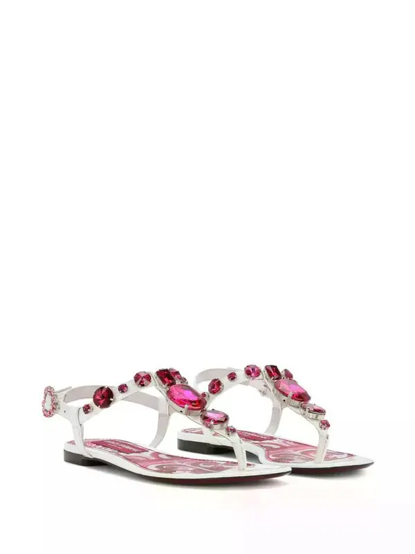 Dolce & Gabbana Majolica Print Crystal Embellished Sandals