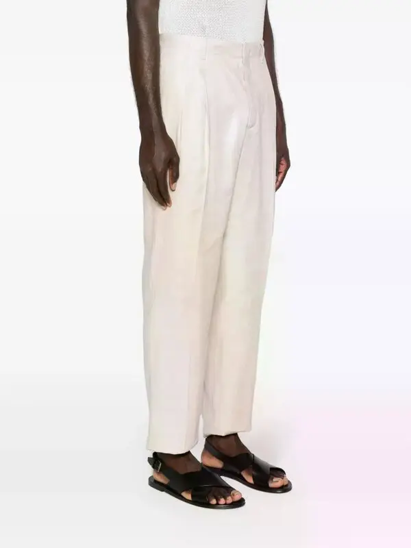 LARDINI Linen-blend Tapered Trousers