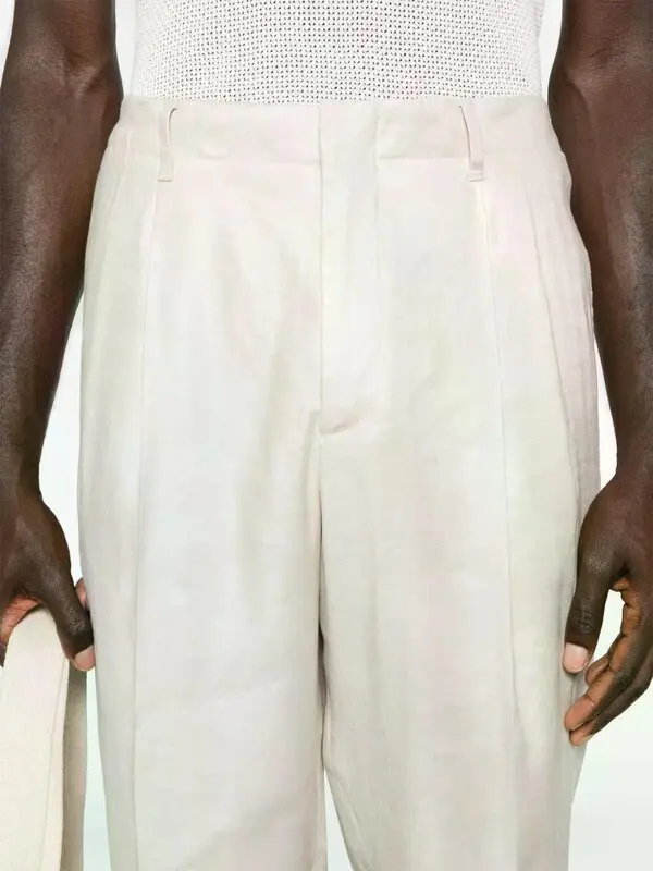 LARDINI Linen-blend Tapered Trousers