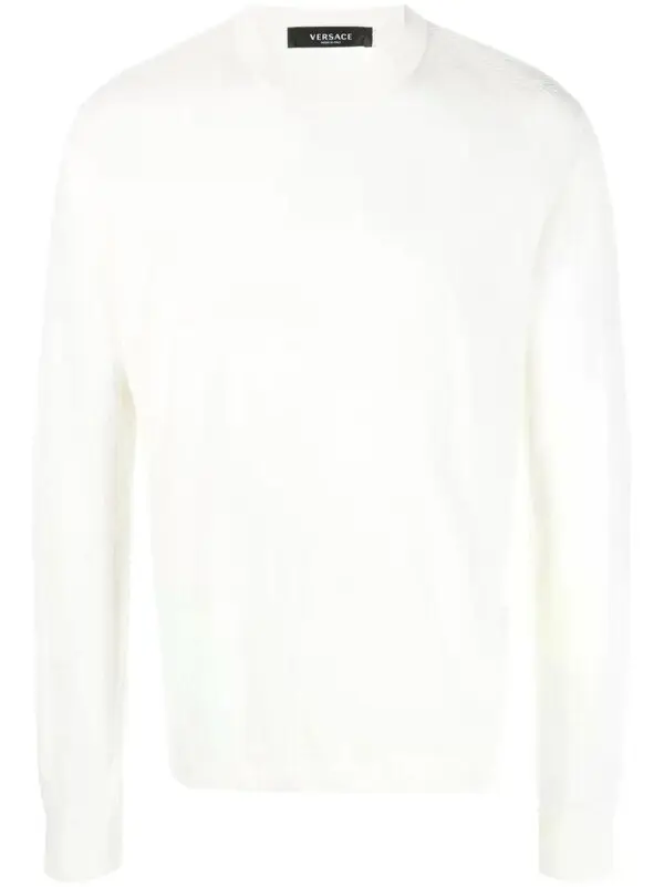 Versace La Greca Cotton-silk Jumper - Neutrals