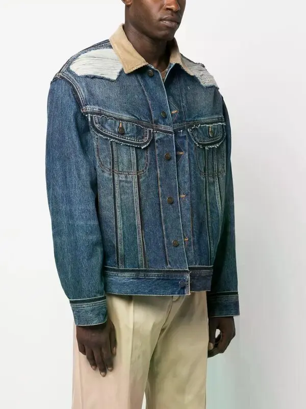 MAISON MARGIELA Distressed Denim Jacket With Corduroy Collar