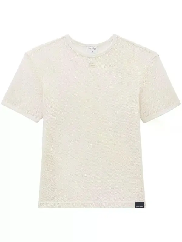 COURREGES Logo-embroidered Mesh T-shirt