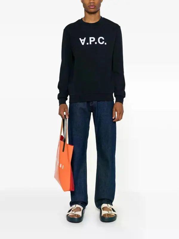 A.p.c. Flocked Logo Cotton Sweatshirt