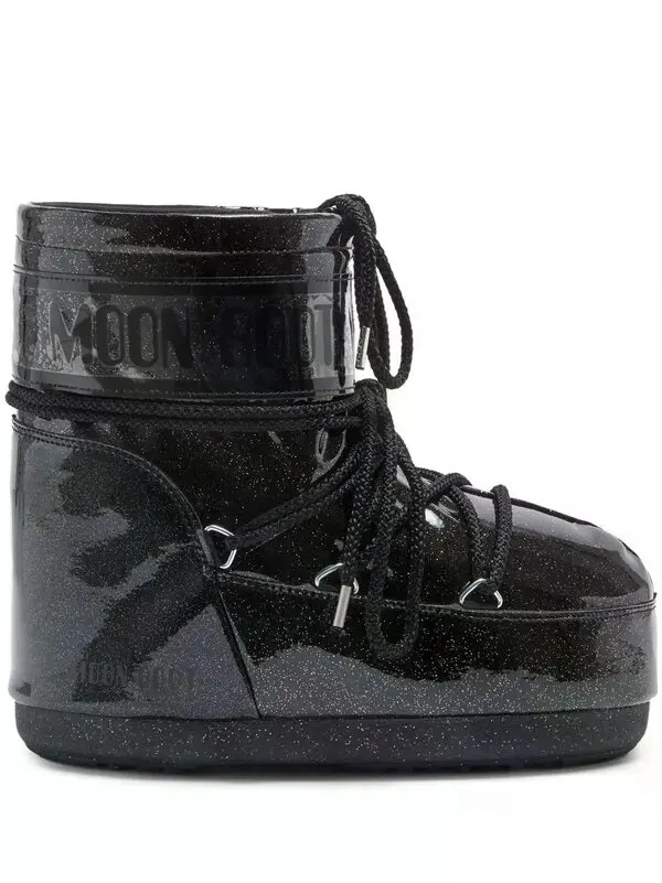 Moon Boot Icon Low Glitter Boots - Black