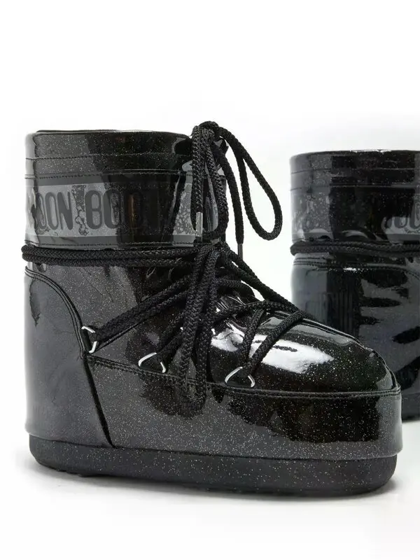 Moon Boot Icon Low Glitter Boots - Black