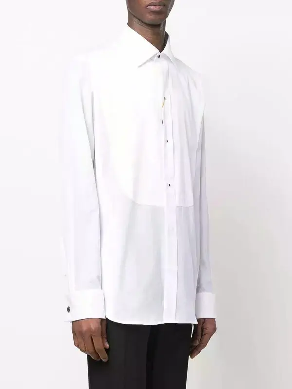 Canali Buttoned Long-sleeve Tuxedo Shirt - White