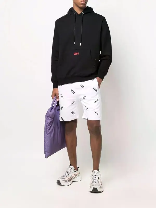 Gcds Logo Drawstring Hoodie - Black