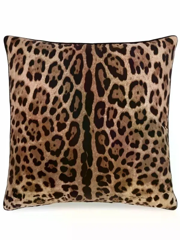 Dolce & Gabbana Leopard-print Silk Twill Cushion - Brown