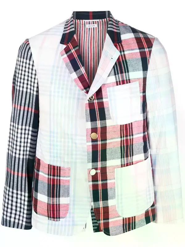 Thom Browne Patchwork Plaid-print Blazer - Red