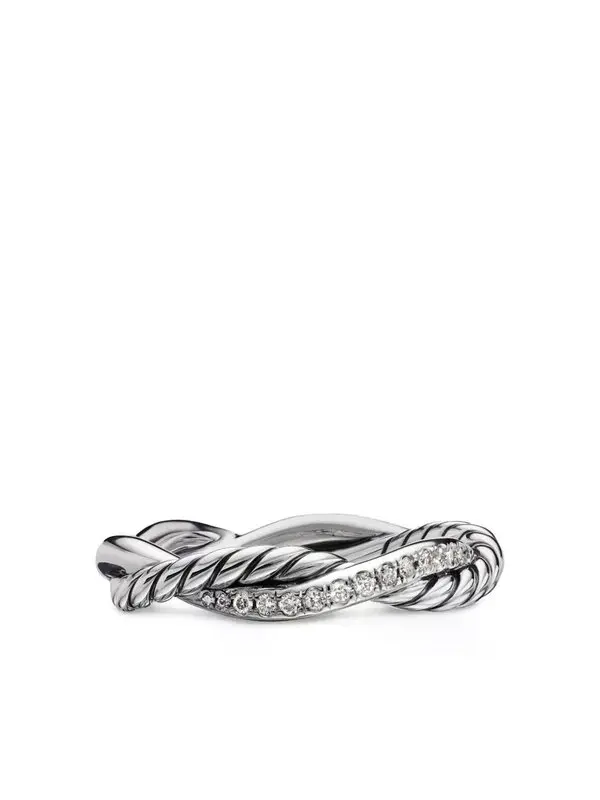 David Yurman Sterling Petite Infinity Diamond Band Ring - Silver