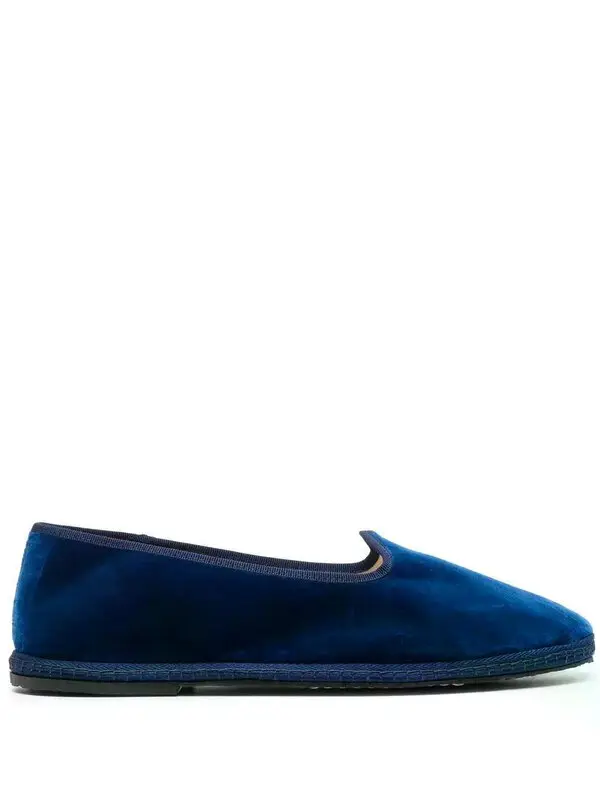 SCAROSSO Velvet Slip-on Loafers - Blue