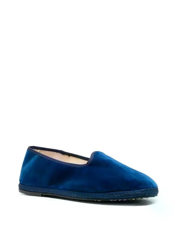 SCAROSSO Velvet Slip-on Loafers - Blue