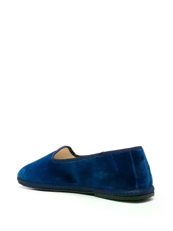 SCAROSSO Velvet Slip-on Loafers - Blue