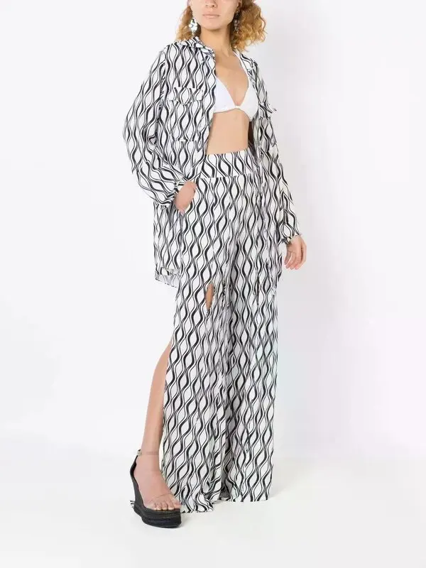 AMIR SLAMA Long Wave-print Shirt