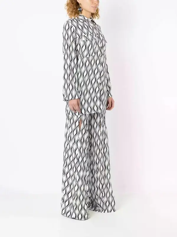 AMIR SLAMA Long Wave-print Shirt