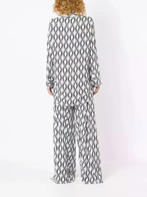 AMIR SLAMA Long Wave-print Shirt
