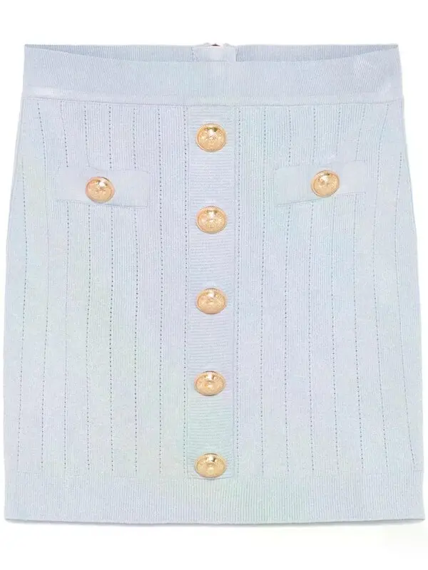 Balmain Coin-button Detailed Mini Skirt - Blue