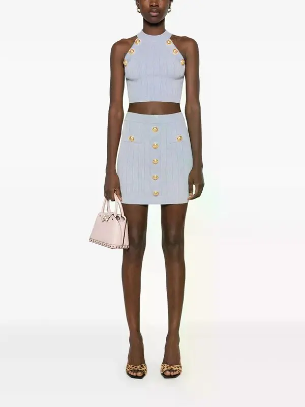 Balmain Coin-button Detailed Mini Skirt - Blue