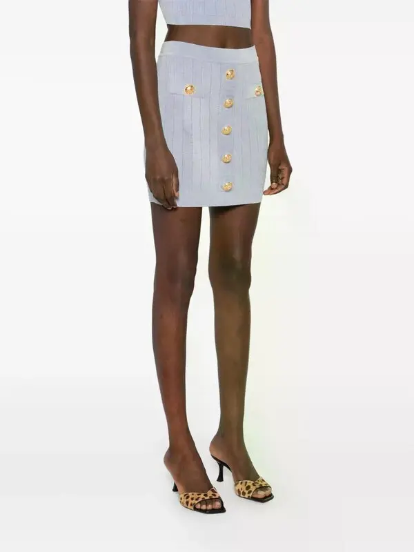 Balmain Coin-button Detailed Mini Skirt - Blue