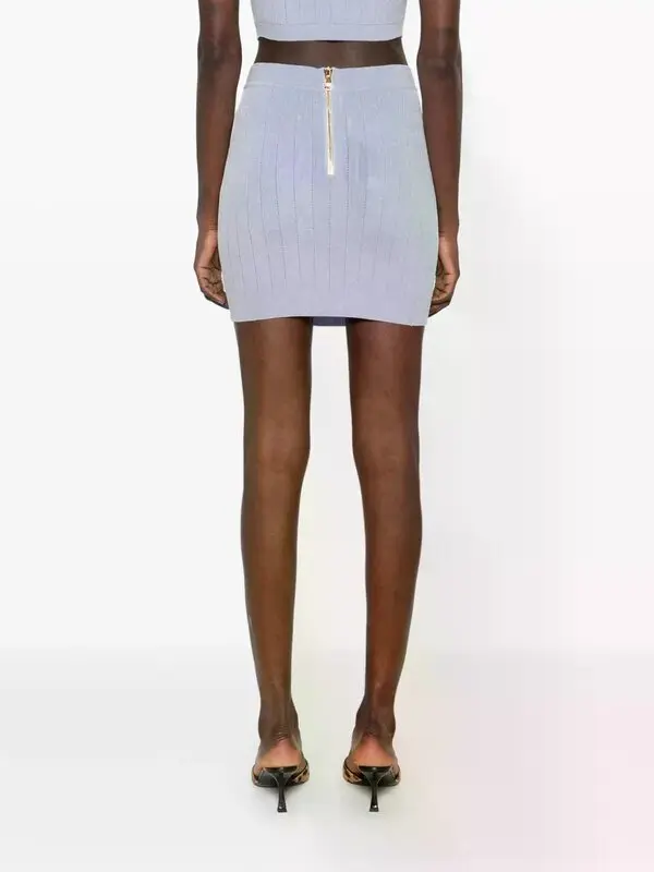 Balmain Coin-button Detailed Mini Skirt - Blue