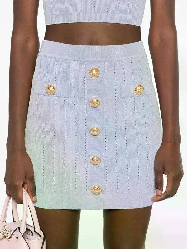 Balmain Coin-button Detailed Mini Skirt - Blue