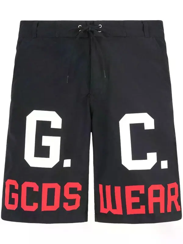 Gcds Logo-print Drawstring Swim Shorts - Black