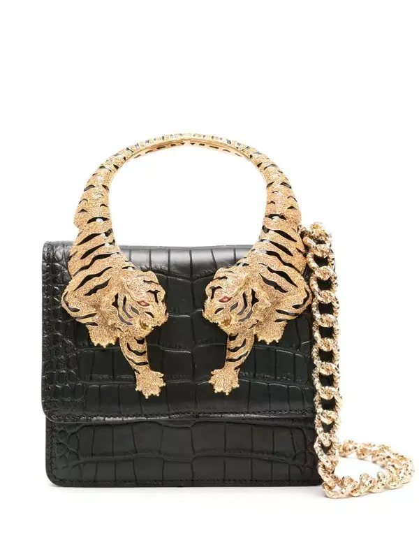 Roberto Cavalli Roar Leather Tote Bag - Black