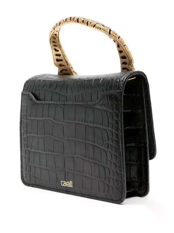 Roberto Cavalli Roar Leather Tote Bag - Black
