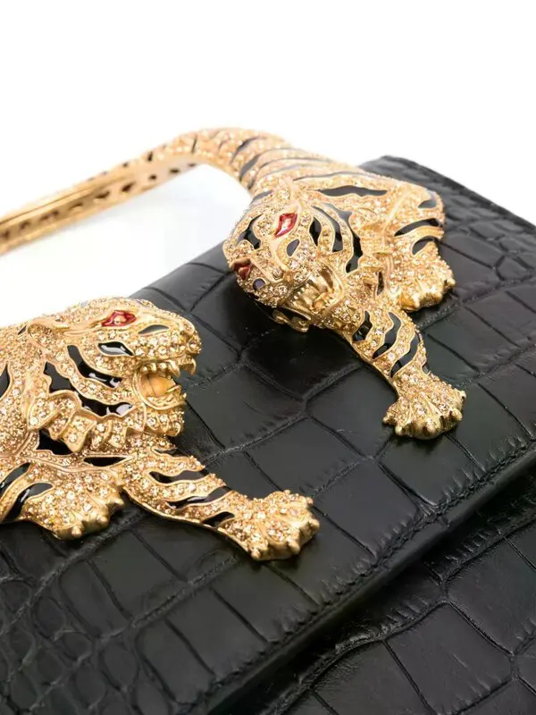 Roberto Cavalli Roar Leather Tote Bag - Black