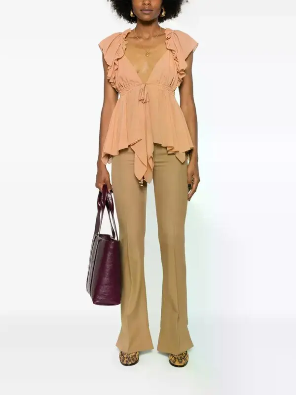 Chloé Ruffled Sleeveless Silk Blouse