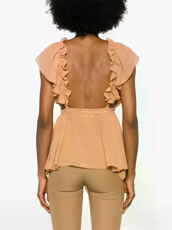 Chloé Ruffled Sleeveless Silk Blouse