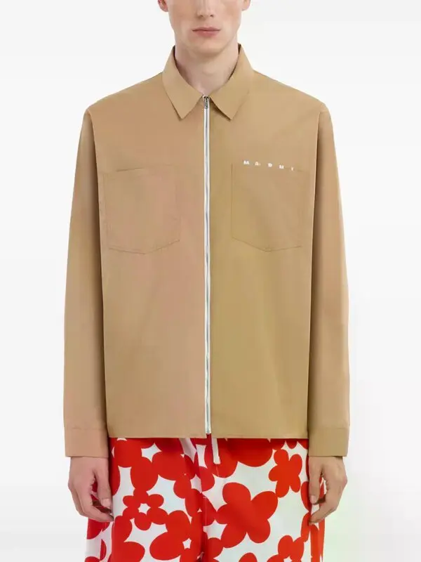Marni Logo-print Cotton Shirt Jacket