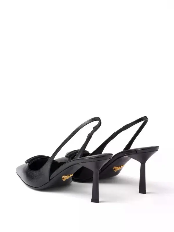 Prada 75mm Triangle-logo Leather Slingback Pumps