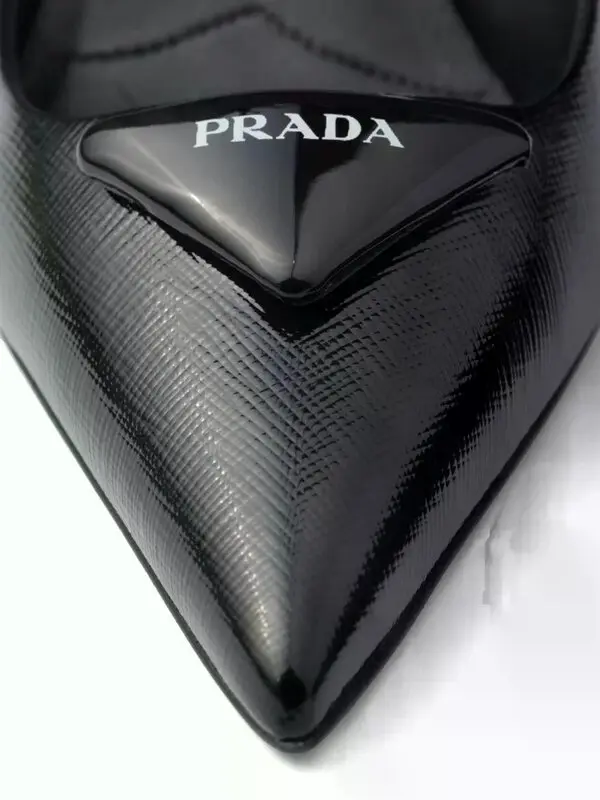 Prada 75mm Triangle-logo Leather Slingback Pumps