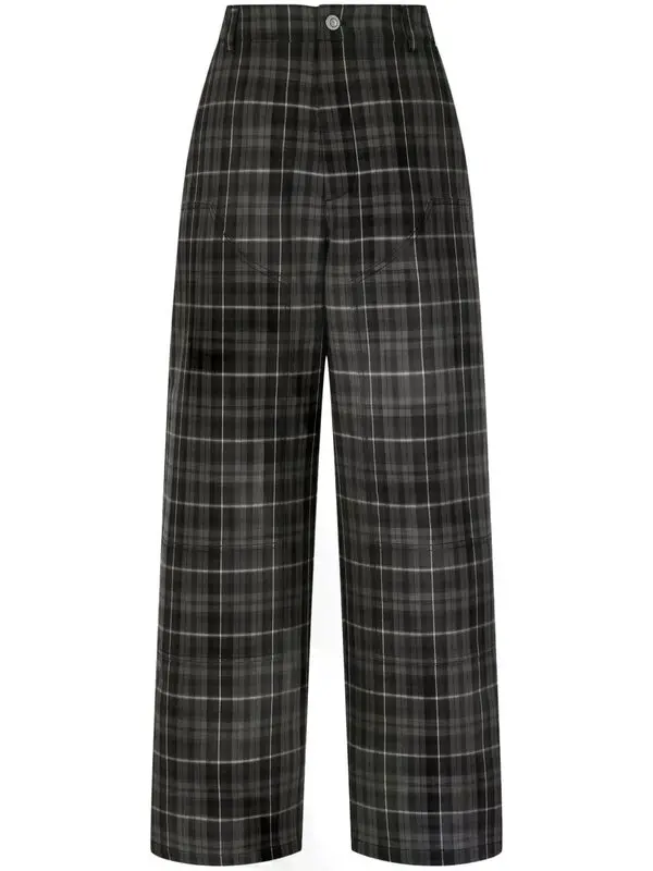 STUDIO TOMBOY Tartan-check Wide-leg Trousers