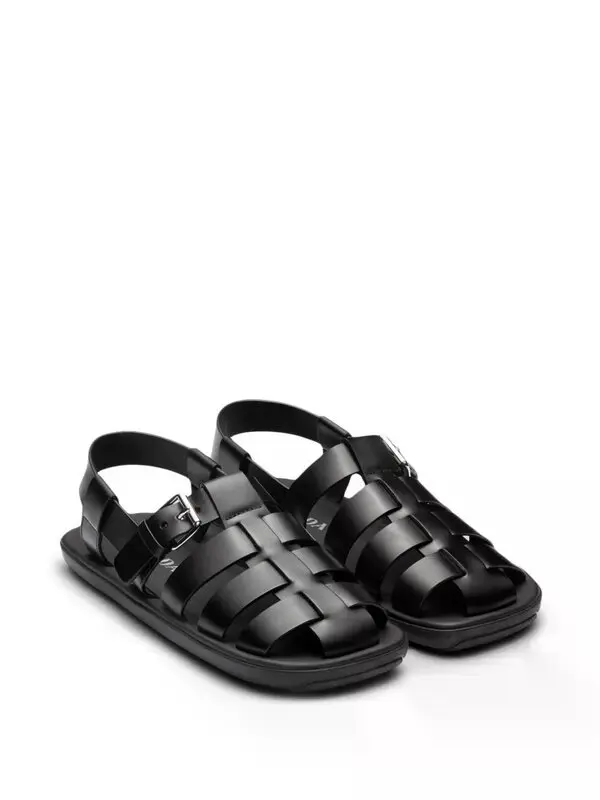Prada Interwoven Straps Flat Sandals