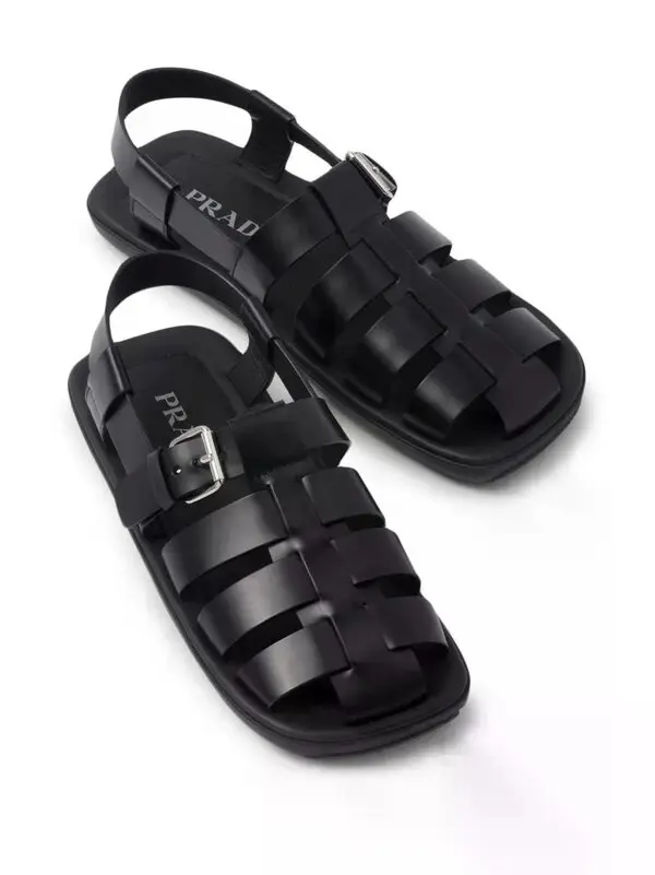 Prada Interwoven Straps Flat Sandals