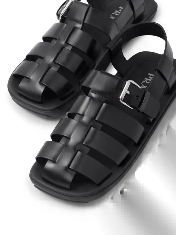 Prada Interwoven Straps Flat Sandals