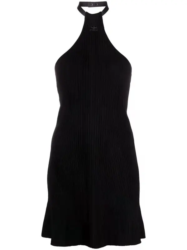 COURREGES Ribbed-knit Halterneck Minidress