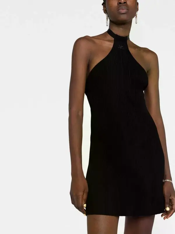 COURREGES Ribbed-knit Halterneck Minidress