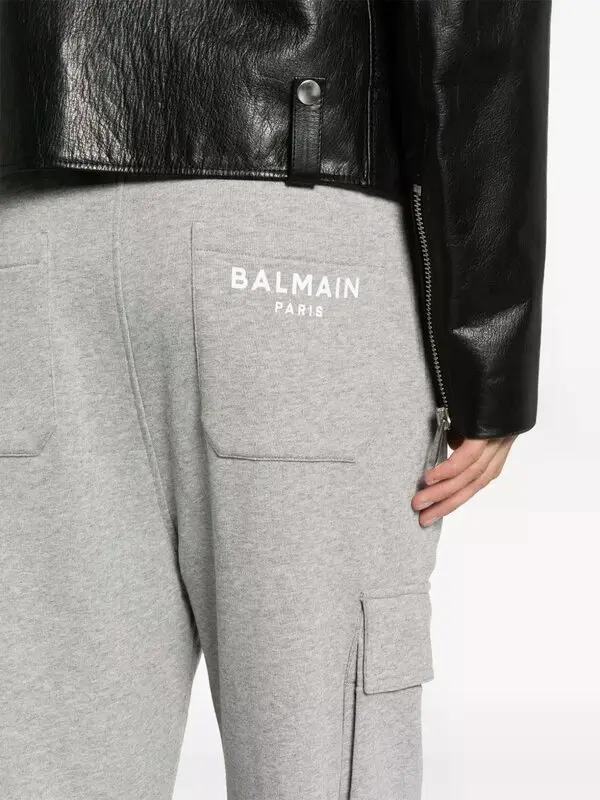 Balmain Logo-print Cotton Track Pants - Grey