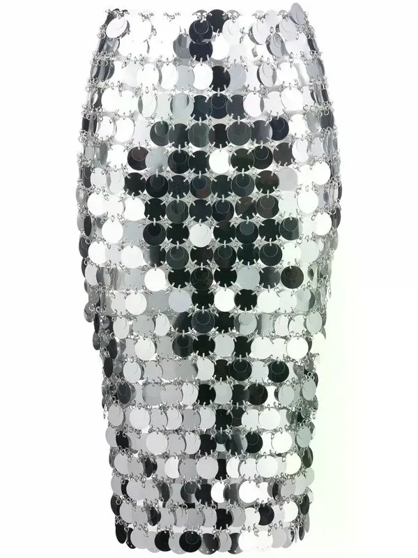 Rabanne Mirror-effect Sequin Midi Skirt