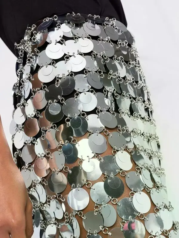 Rabanne Mirror-effect Sequin Midi Skirt