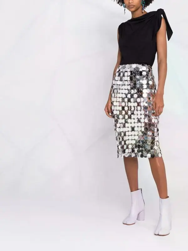 Rabanne Mirror-effect Sequin Midi Skirt