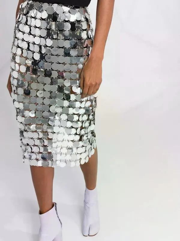Rabanne Mirror-effect Sequin Midi Skirt